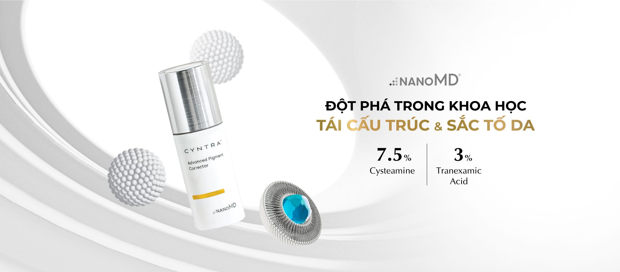 Review Kem trị nám Nano MD Cyntra Cysteamine 7.5% cải thiện nám sau 8 tuần